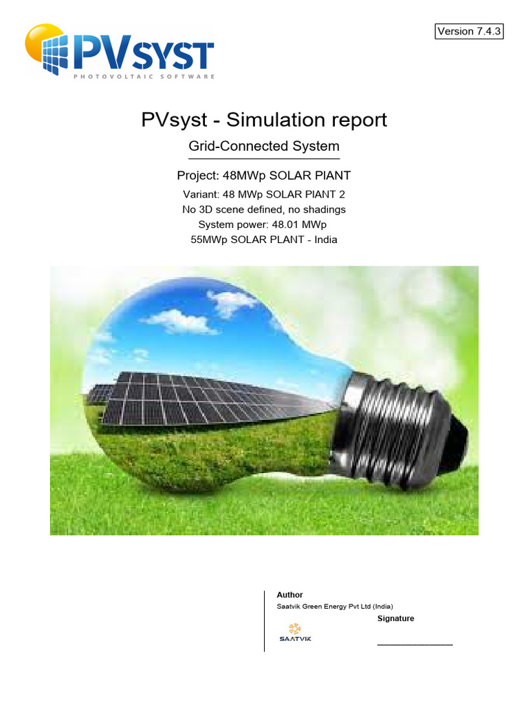 48MWp Solar Plant Simulation Report | PDF | Photovoltaics | Solar Power