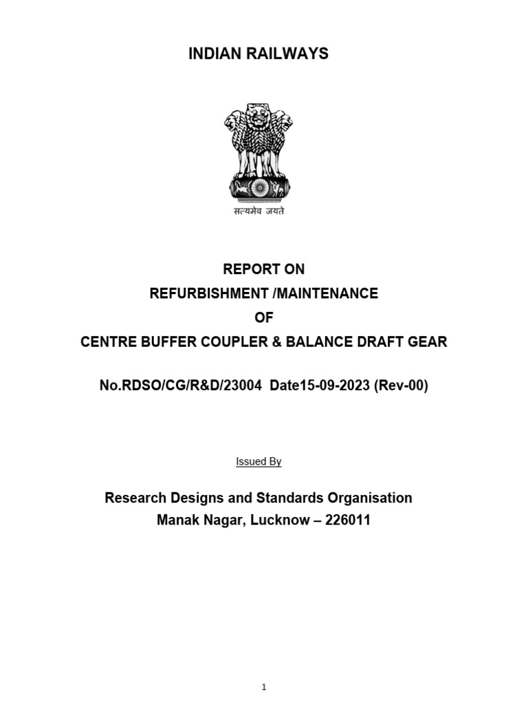 Report On Refurbishment of CBC 12-09-23 | PDF | Rail Transport