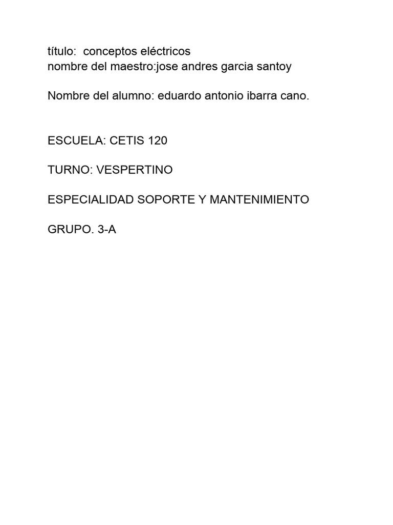 Título - Conceptos Eléctricos | PDF | Corriente eléctrica | Electricidad