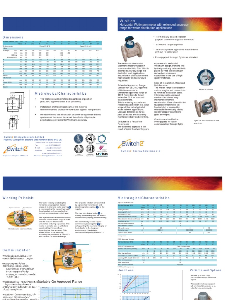 Woltex Water Meter | PDF | Flow Measurement | Mechanical Engineering
