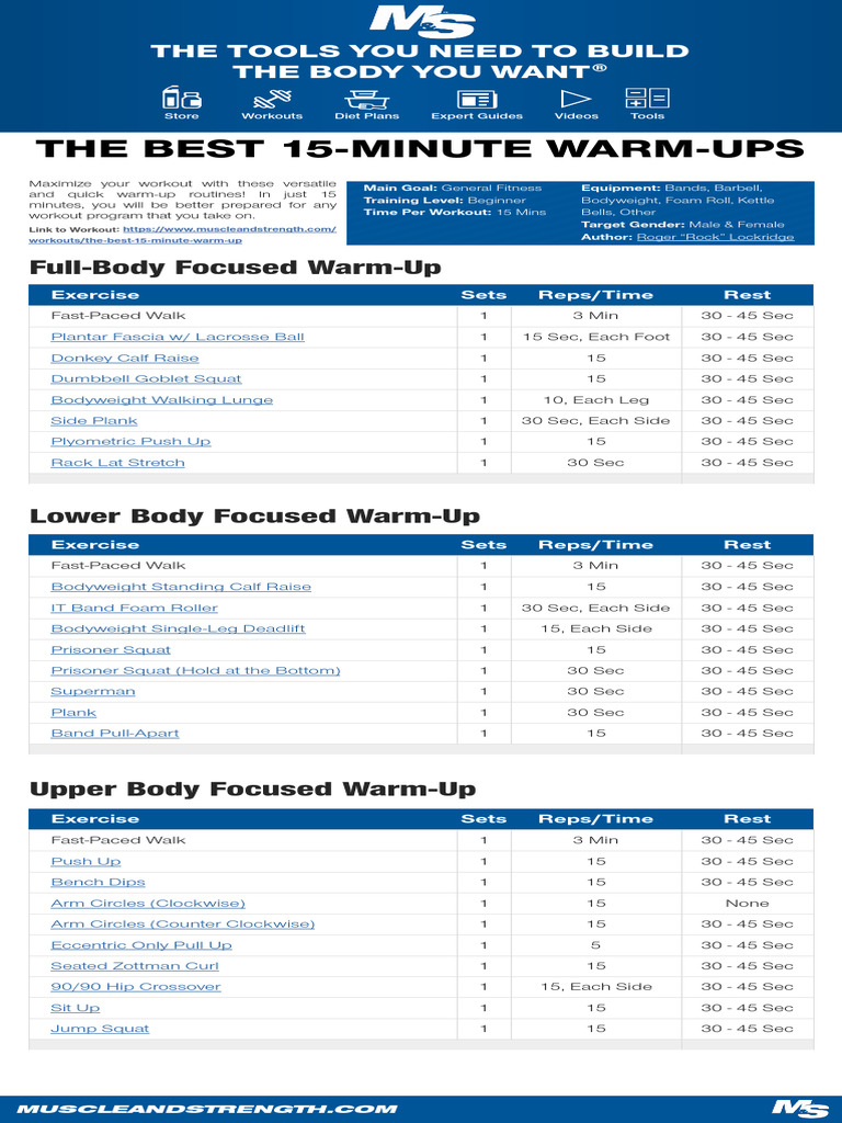 The Best 15 Minute Warm Ups | PDF | Physical Exercise | Physical Fitness