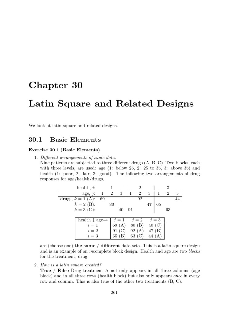Latin Square and Related Designs: 30.1 Basic Elements | PDF | Errors ...