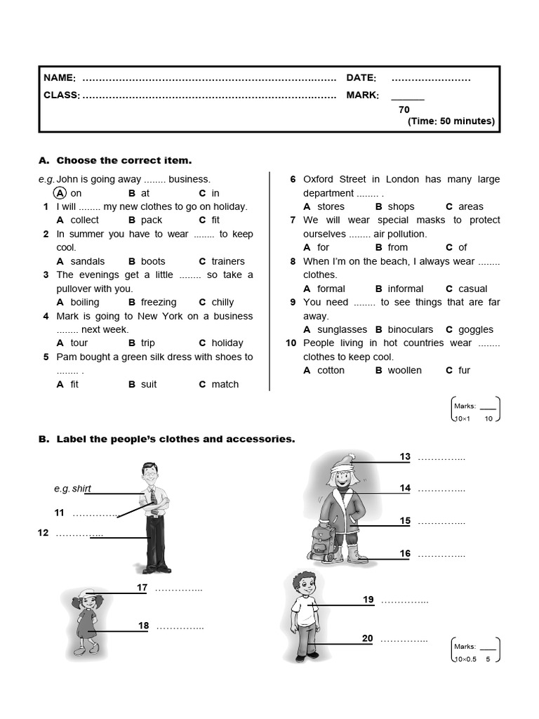 Click On 2a Test 5B | PDF | Clothing | Fashion