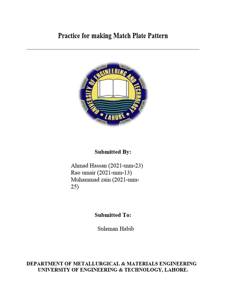 Match Plate Pattern And Risk Assesment Final Pdf Foundry Personal