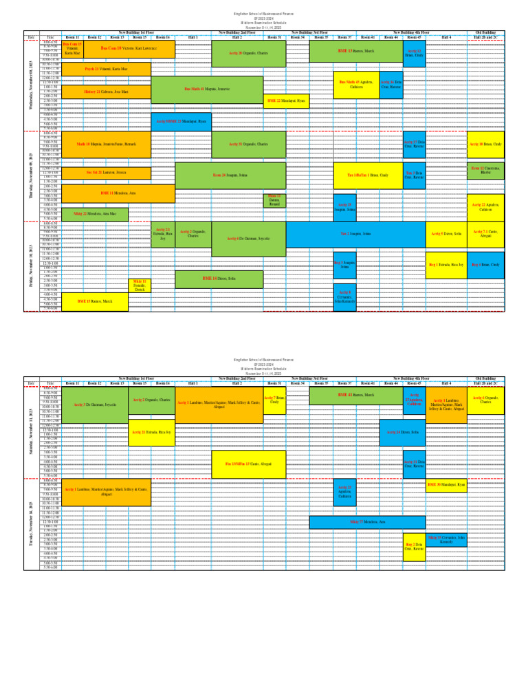 Version 5 Midterm Exam Schedule 1st Semester 2023 2024 Subject | PDF