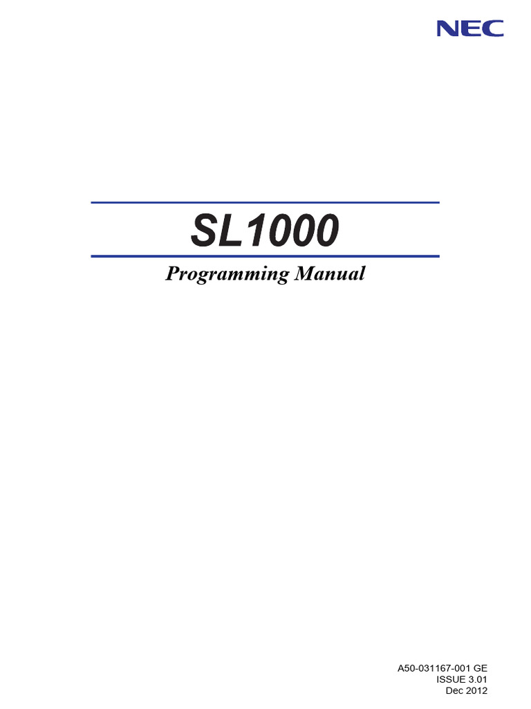 SL1000 Programming Manual - 3 - 0 - 1 - GE | PDF | Session Initiation Protocol | Voice Over Ip