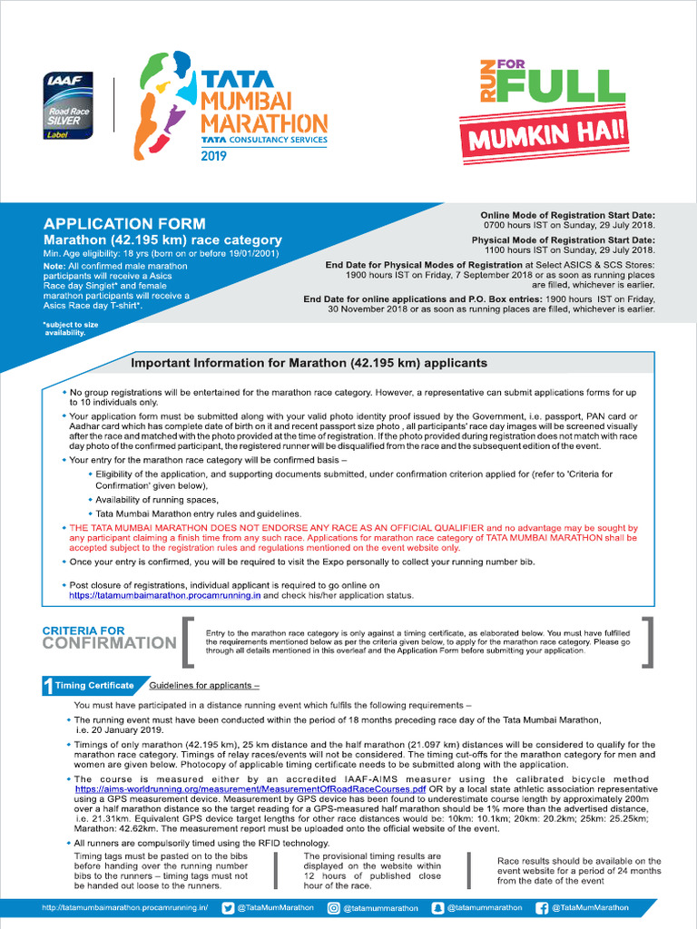 Full Marathon Entry TMM 2019 | PDF