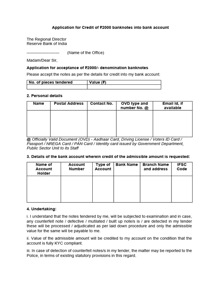 2000rs Deposit Through Post RBI | PDF
