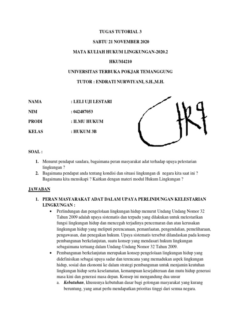 Leli Uji - 3B - HK - Lingkungan - TT3 | PDF | Politik | Sains & Matematika