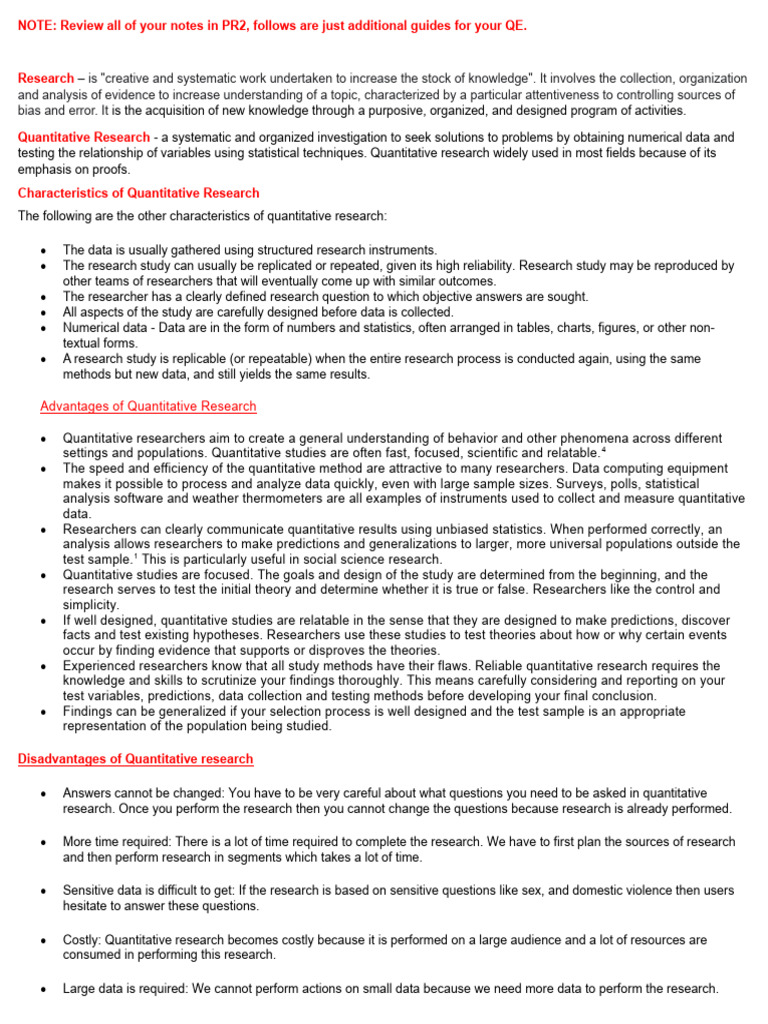 Pr2 Reviewer | PDF | Quantitative Research | Statistics