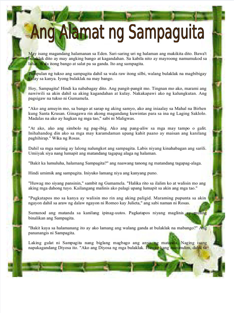 Alamat NG Sampaguita 56157c46ee7f0 | PDF