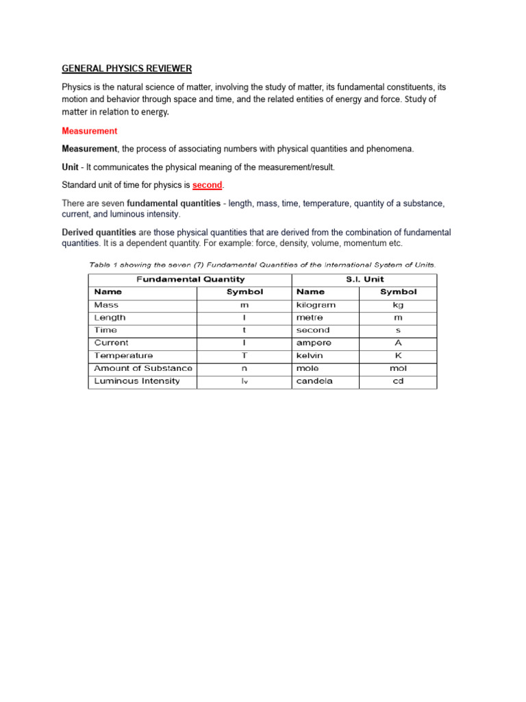 General Physics Reviewer | PDF | Significant Figures | Measurement