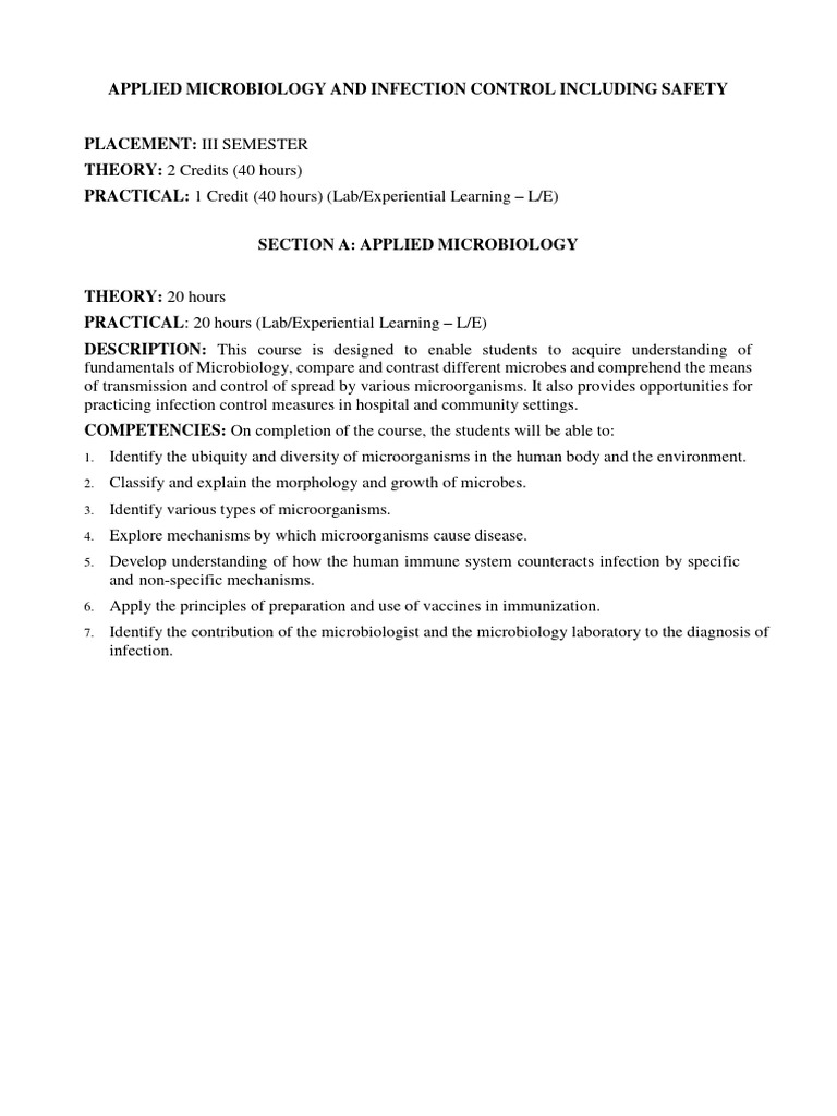 1 Applied Microbiology and Infection Control Including Safety - 201022 ...
