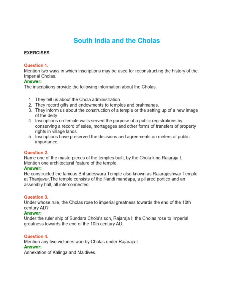 Chola Empire: Key Historical Insights | PDF