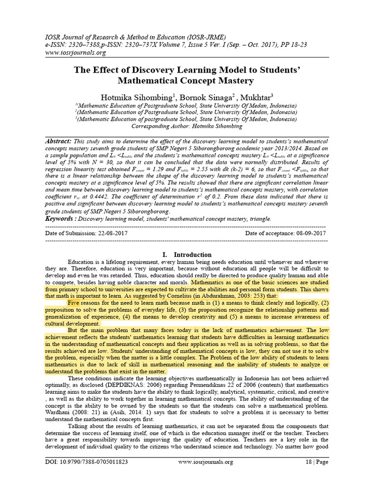 #4 The Effect of Discovery Learning Model To Students' | PDF | Regression Analysis | Coefficient ...