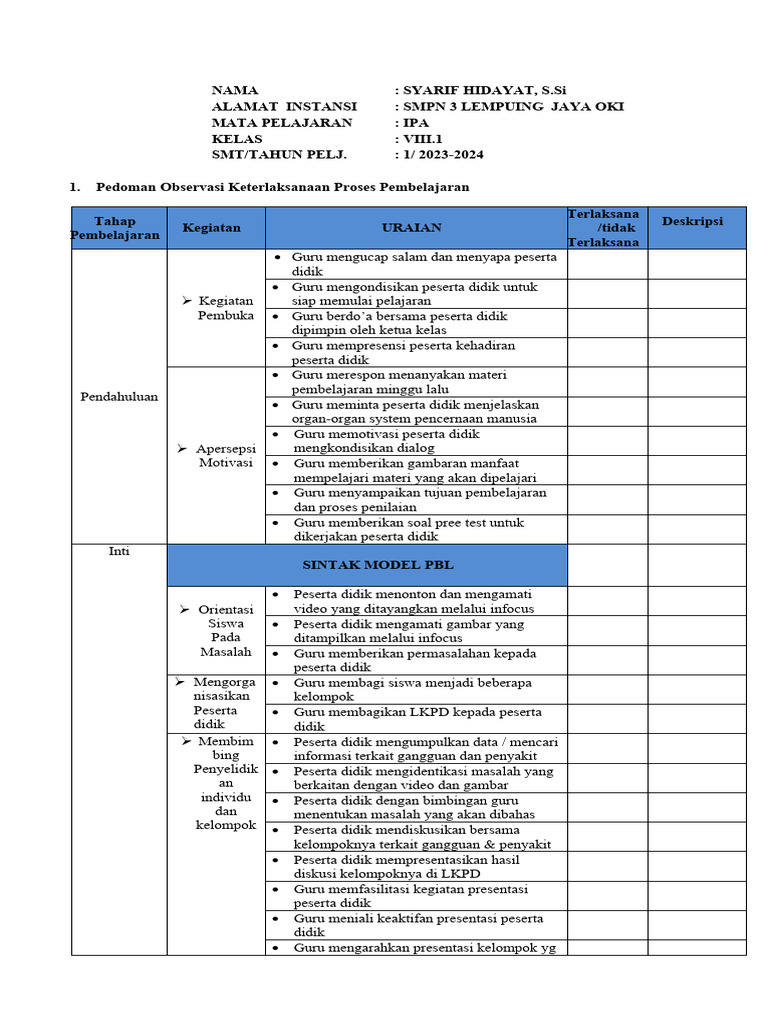 Pedoman Obs PBL Rif | PDF