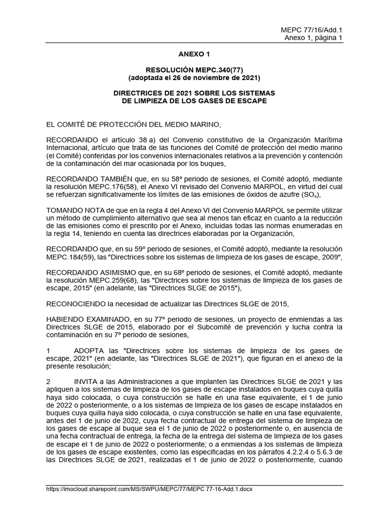Mepc 340 77 | PDF | Agua | Medición