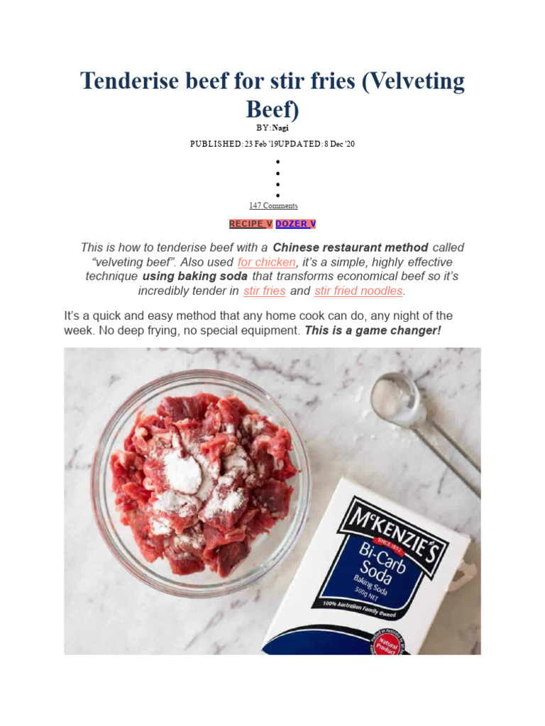 Tenderise Beef For Stir Fries | Download Free PDF | Steak | Beef