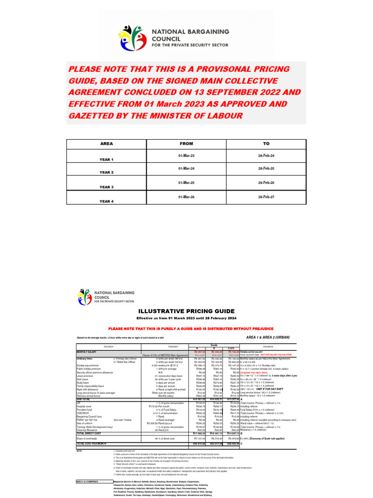 PSIRA Pricing Structure 2025-2026 Guide | PDF | Salary | Taxes