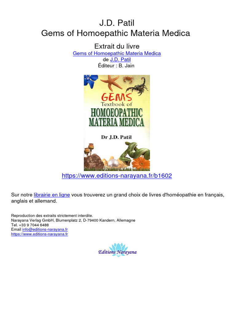 Gems of Homoepathic Materia Medica J D Patil.01602 - 1contents | PDF ...