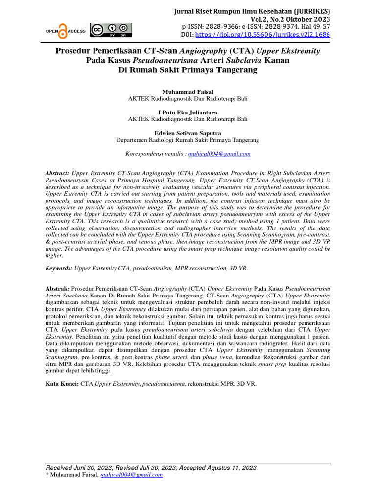 Upper Extremity CTA Procedure for Pseudoaneurysm | PDF | Ct Scan ...