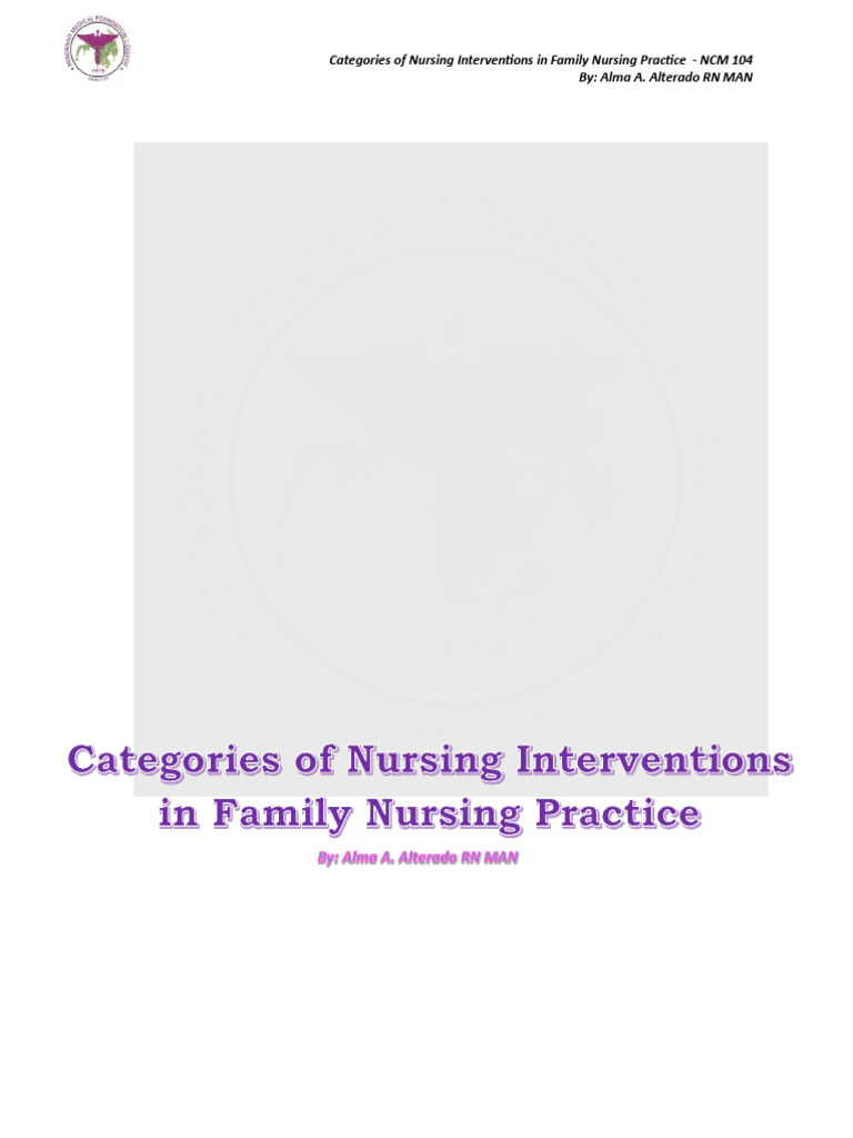 Categories of Nursing Interventions | PDF | Nursing | Health Care