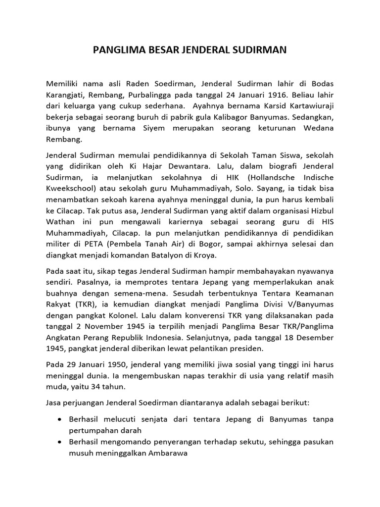 Biografi Jenderal Sudirman | PDF