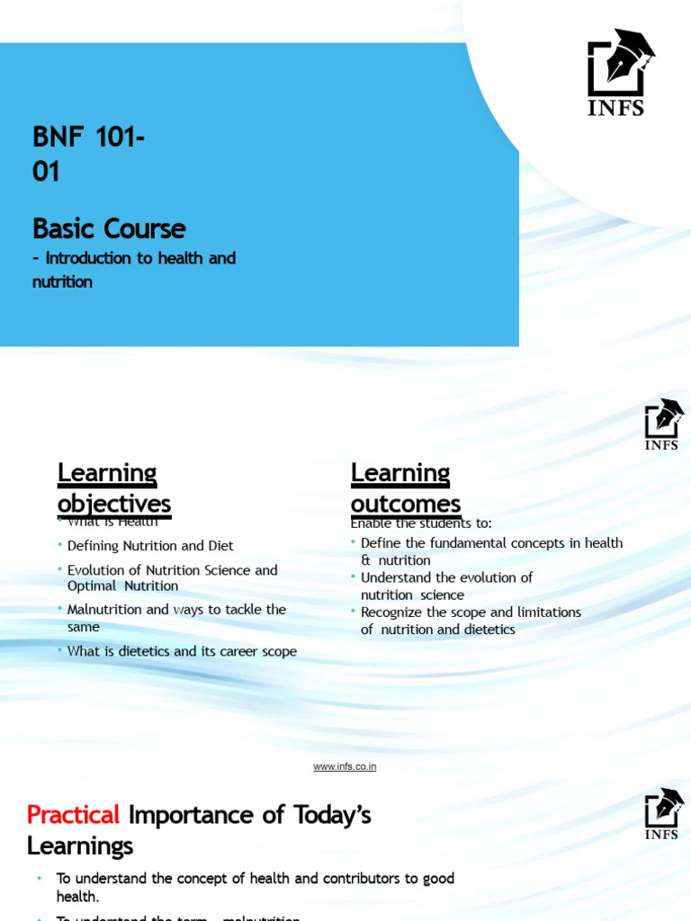 N101 Unit 01 Intro To Health and Nutrition V2 | PDF | Dietitian | Nutrients