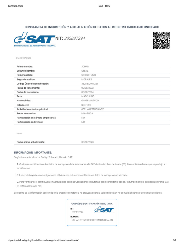 Portal SAT _ Impresión de RTU - John Steve Morales | PDF