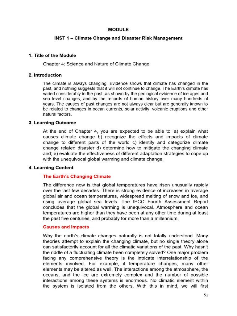 Module For Climate Change Chapter 4 Science And Nature Of Climate