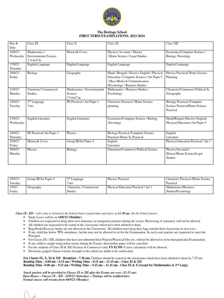 First Term Examination 2023 - 2024 | PDF | Science