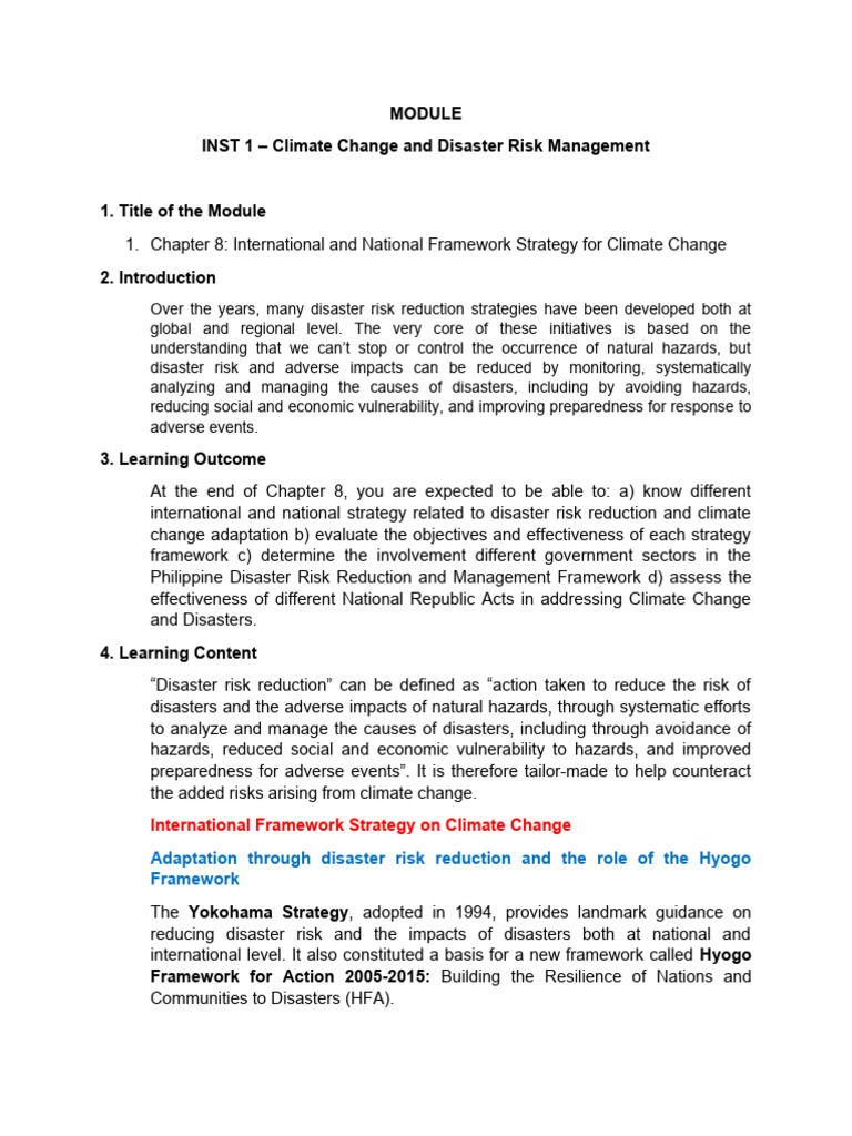 Module For Climate Change Chapter 8 International and National ...