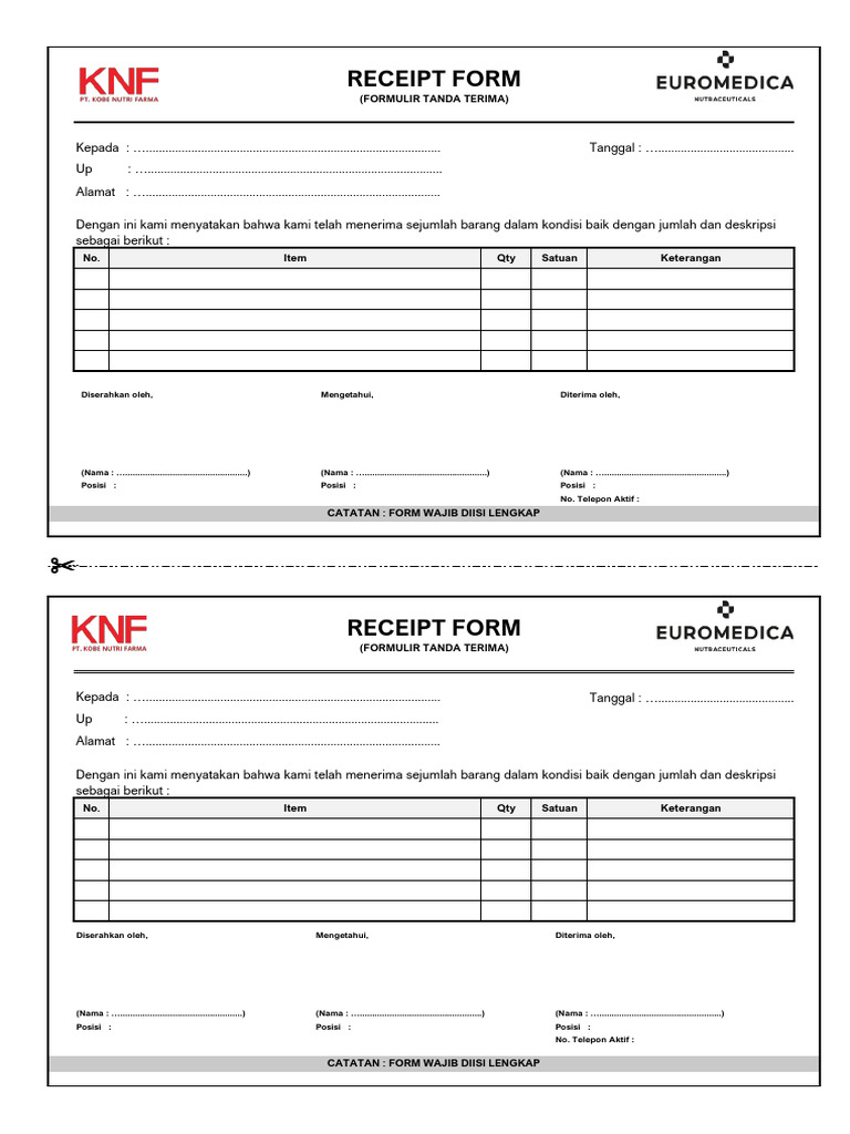 Form Tanda Terima Kosong | PDF