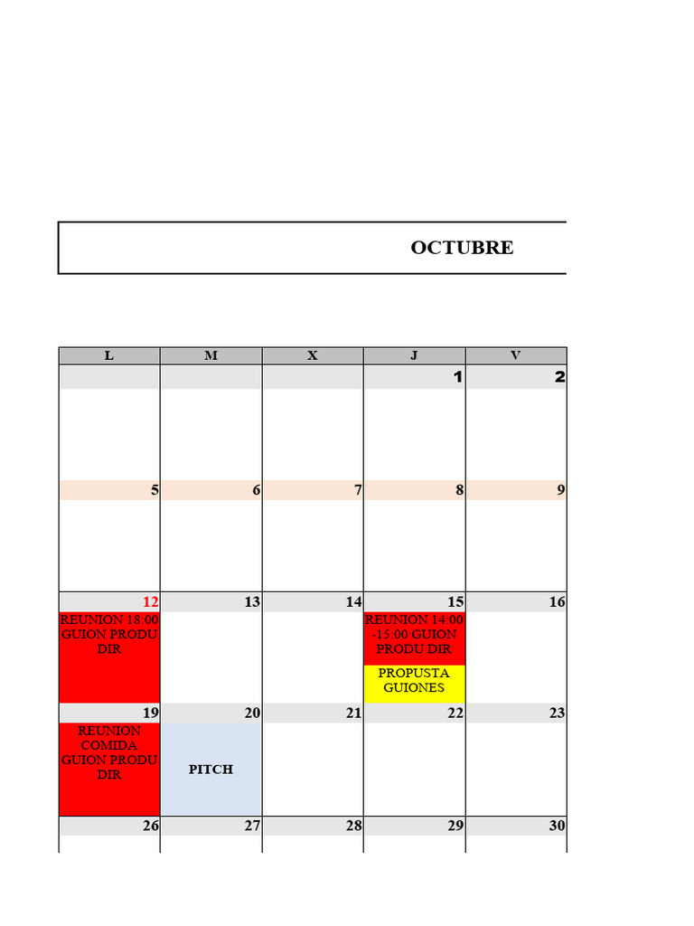 CALENDARIO PROYECTO FINAL 3º | PDF