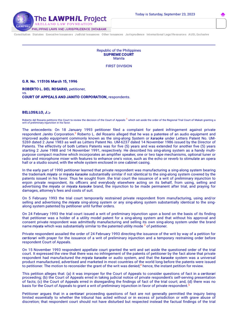 Patent Infringement Case Review | PDF | Injunction | Amplifier