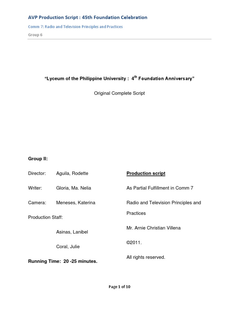 Script RTV AVP Edit | PDF | Leisure