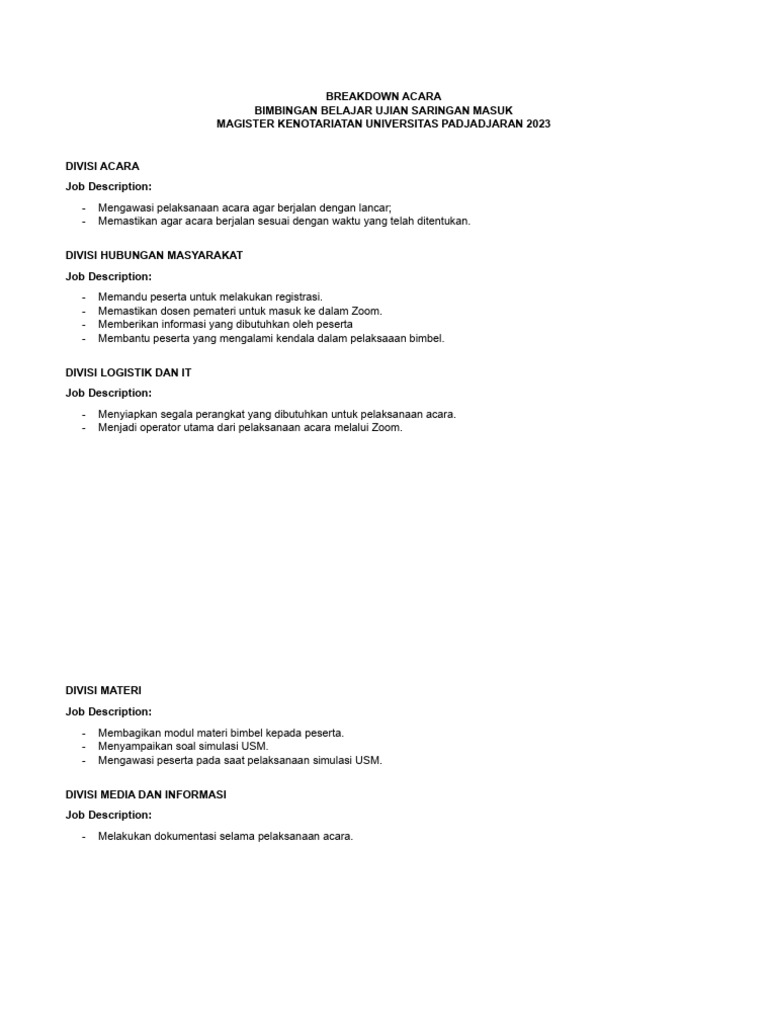 Breakdown Bimbel Usm 2023 | PDF