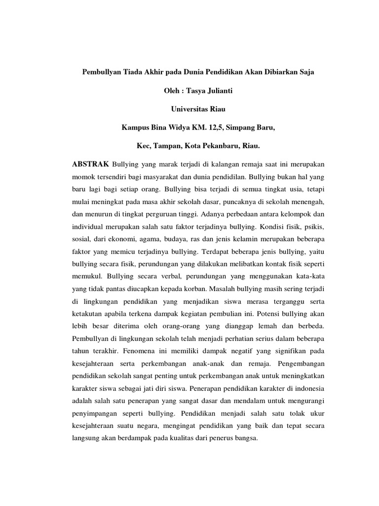 Pembullyan Tiada Akhir Pada Dunia Pendidikan | PDF