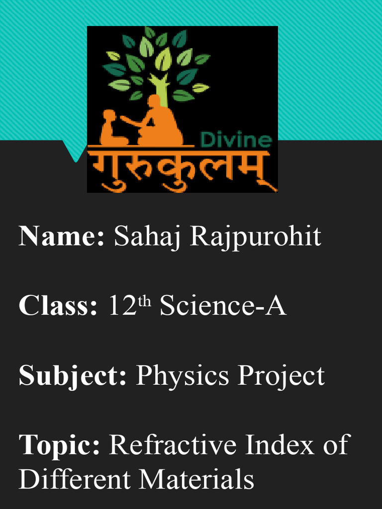 Physics Project | PDF | Refractive Index | Electromagnetic Radiation