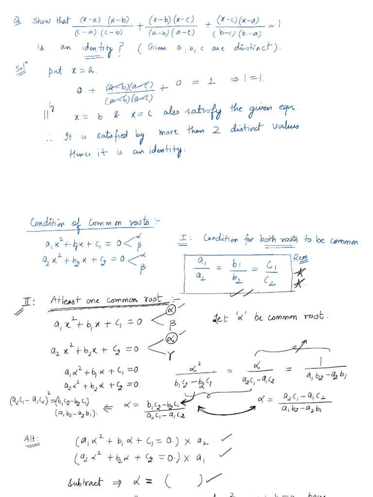 Quadratic Eqn Iitian Notes Kota Pdf