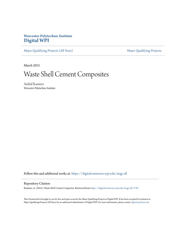 Waste Shell Cement Composites | PDF | Concrete | Strength Of Materials
