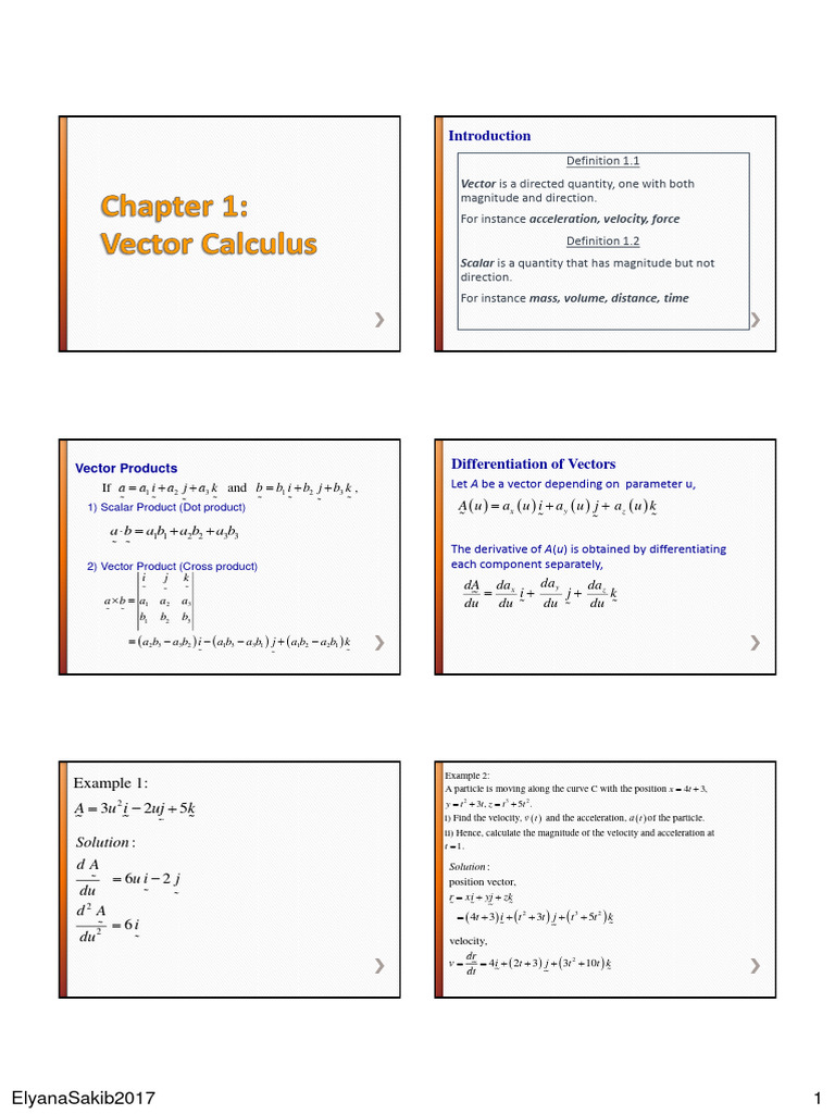Chapter 1 - Vector Calculus | PDF | Acceleration | Velocity
