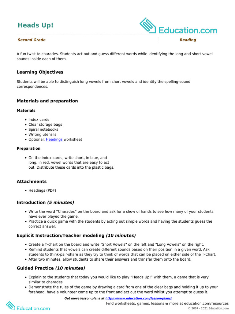 Usr Local SRC Education - Com Files Static Lesson-Plans Heads-Up Heads-Up | PDF | Human ...