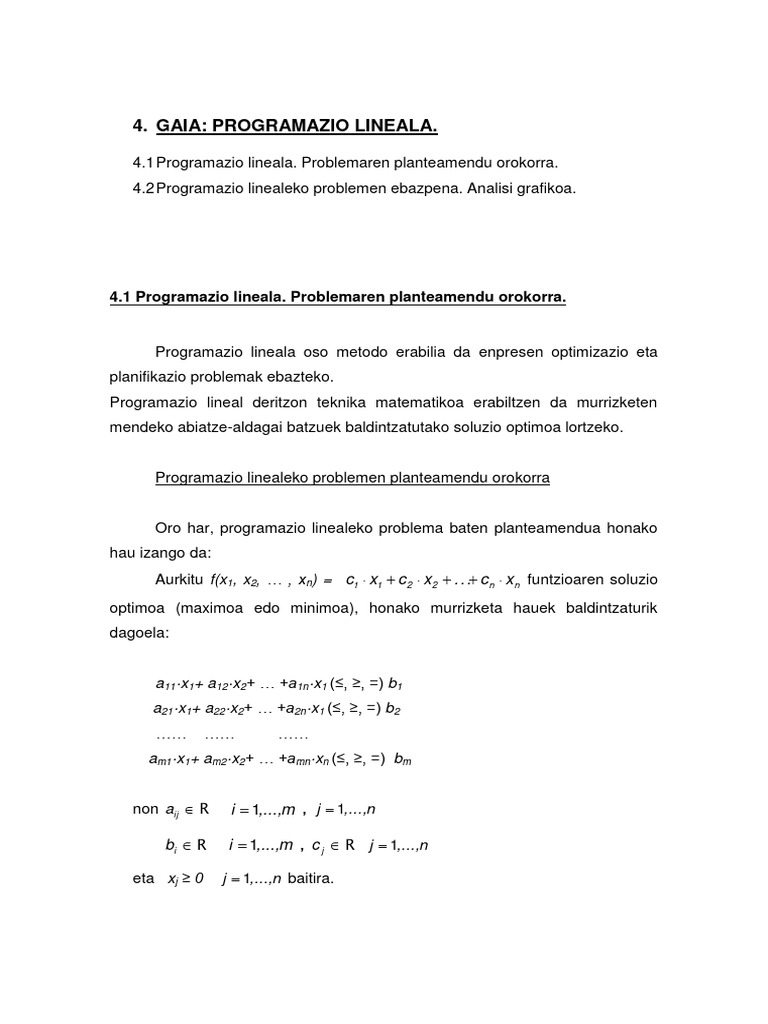 Gaia Programazioa Lineala | PDF