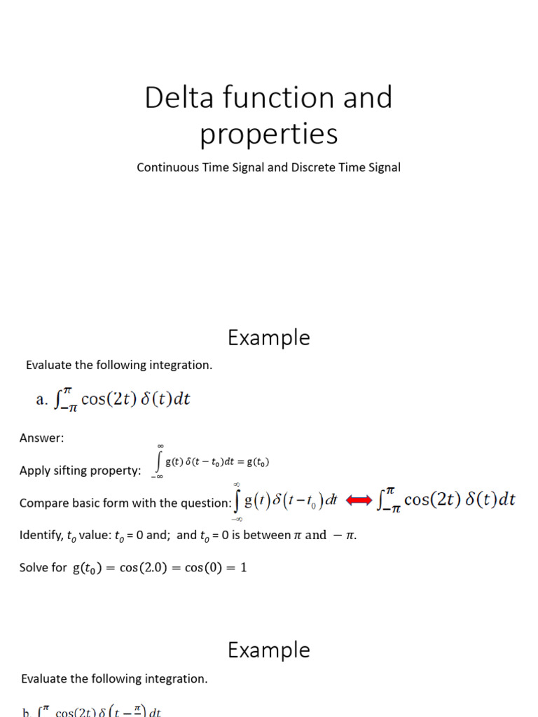 Signal and System - Delta Function Property - Sol | PDF