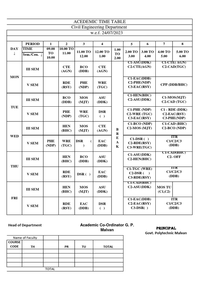 Timetable 3RD N 5TH Sem 23-24 | PDF