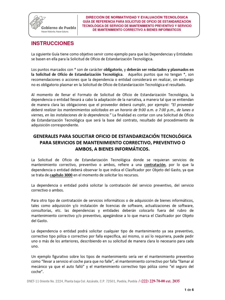 Guia Servicio de Mtto Preven y Correc - Soet - Agosto 2019 | PDF | Mesa de ayuda | Póliza de seguros