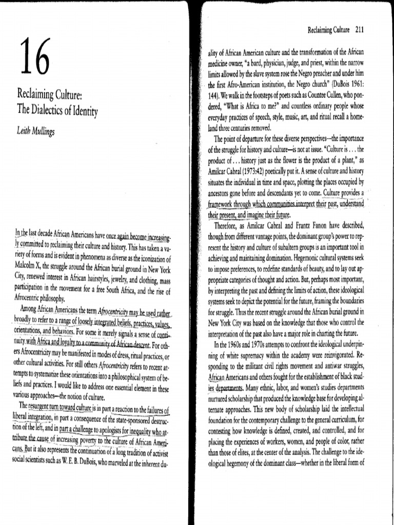 8) - Leith Mullings, "Reclaiming Culture - The Dialectics of Identity ...