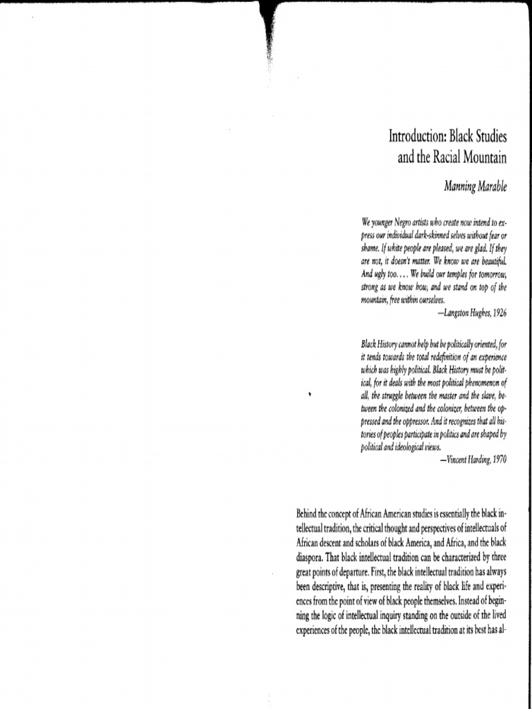 1) - Manning Marable, "Introduction - Black Studies and The Racial ...