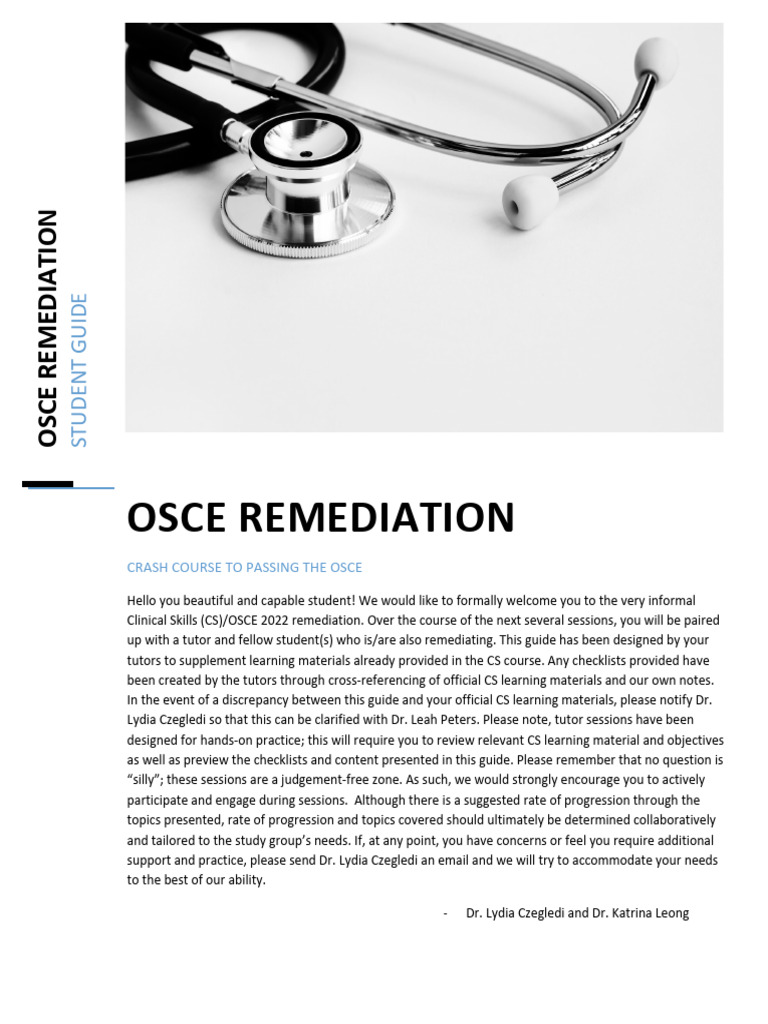 Master Copy Student - Osce Remediation Student Guide | PDF | Physical ...